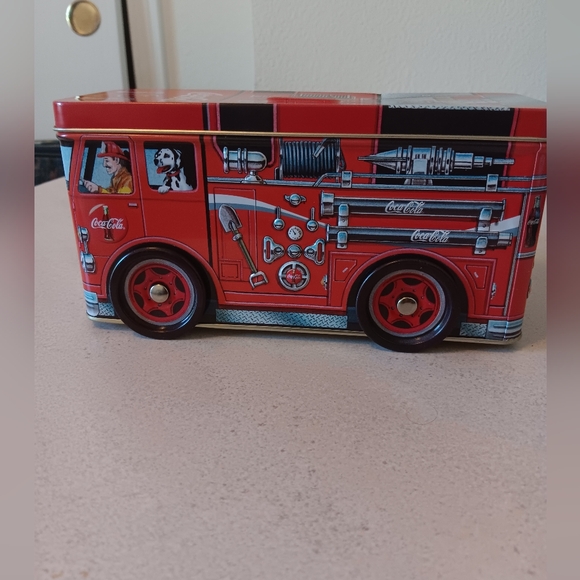 Office | Coca Cola Tin Fire Truck Bank With Wheels That Roll 203 | Poshmark